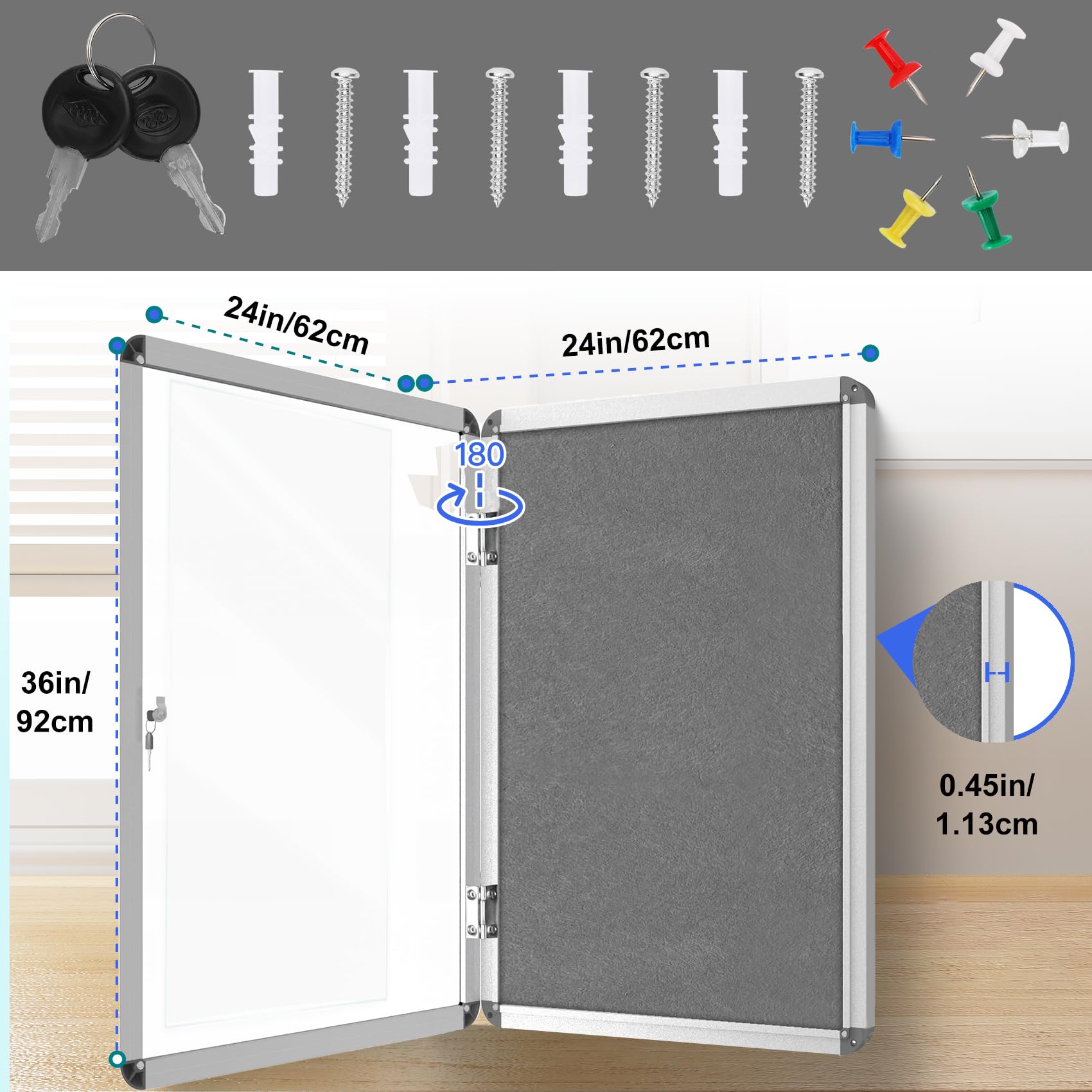 Snapklik.com : Magula 24"x18" Enclosed Bulletin Board Tamper-Proof ...