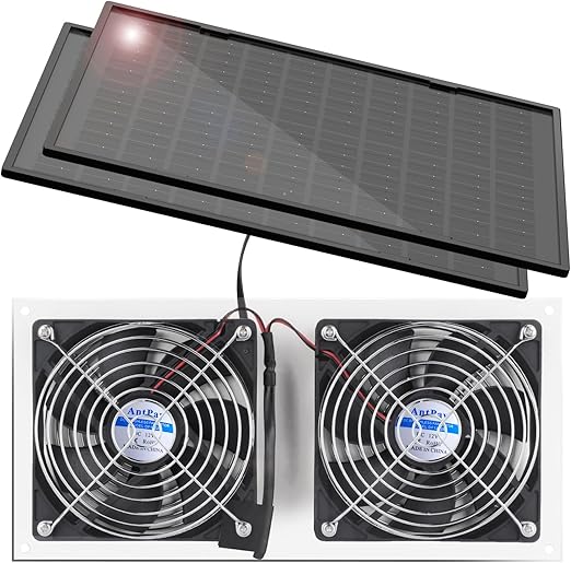 Amazon.com: 20W Solar Powered Fan Kit, IPX7 Weatherproof Dual Fan ...