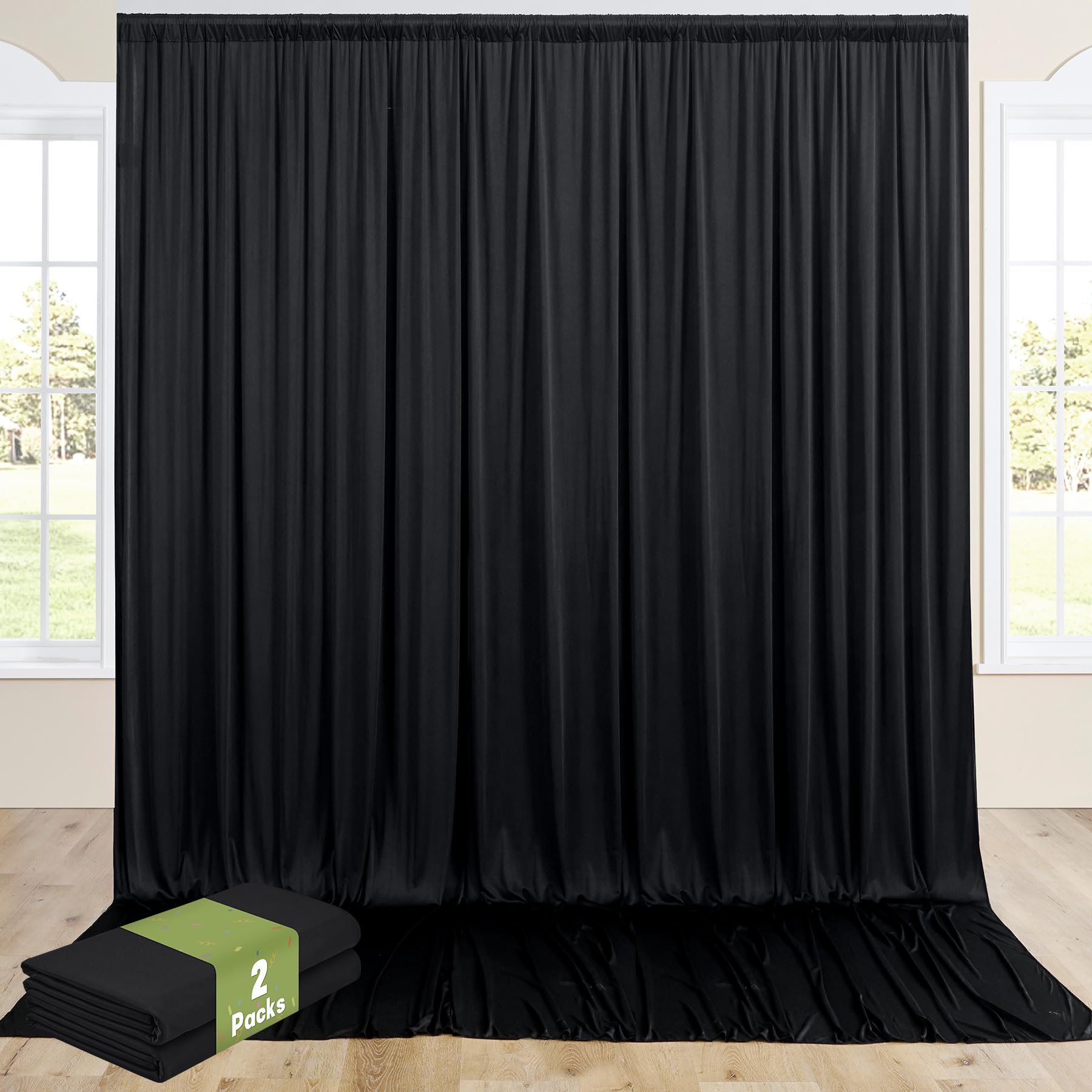 Amazon.com : 10x15 ft Black Backdrop Curtain Panels for Wedding Parties ...
