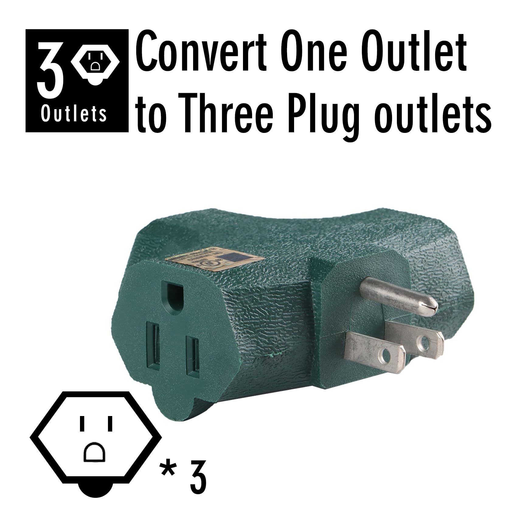 Outdoor 3 Prong Outlet Socket Adapter