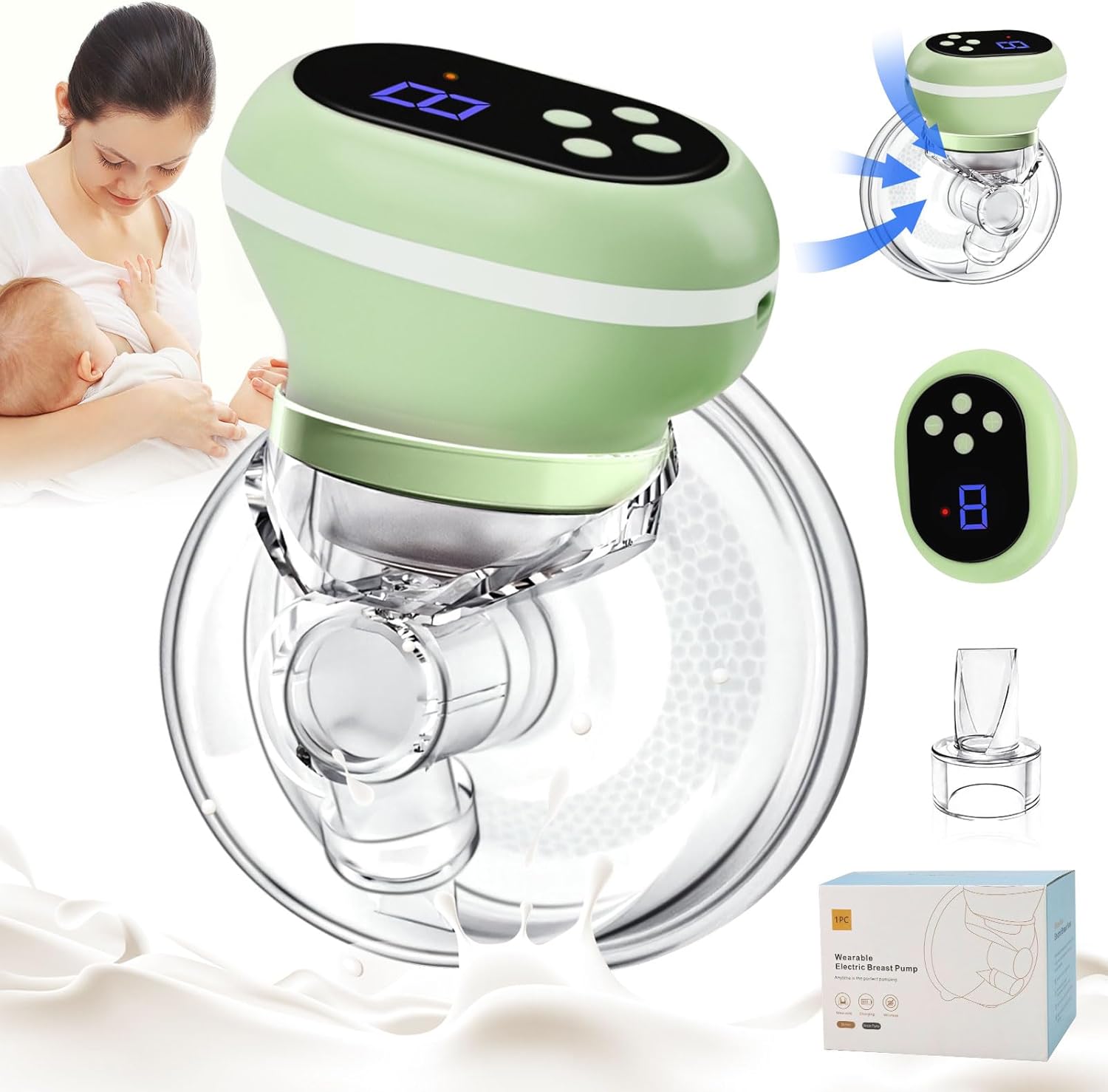 Extractor De Leche Eléctrico, Sacador Leche Recargable Manos Libres,Tiraleche Wearable Breast ...