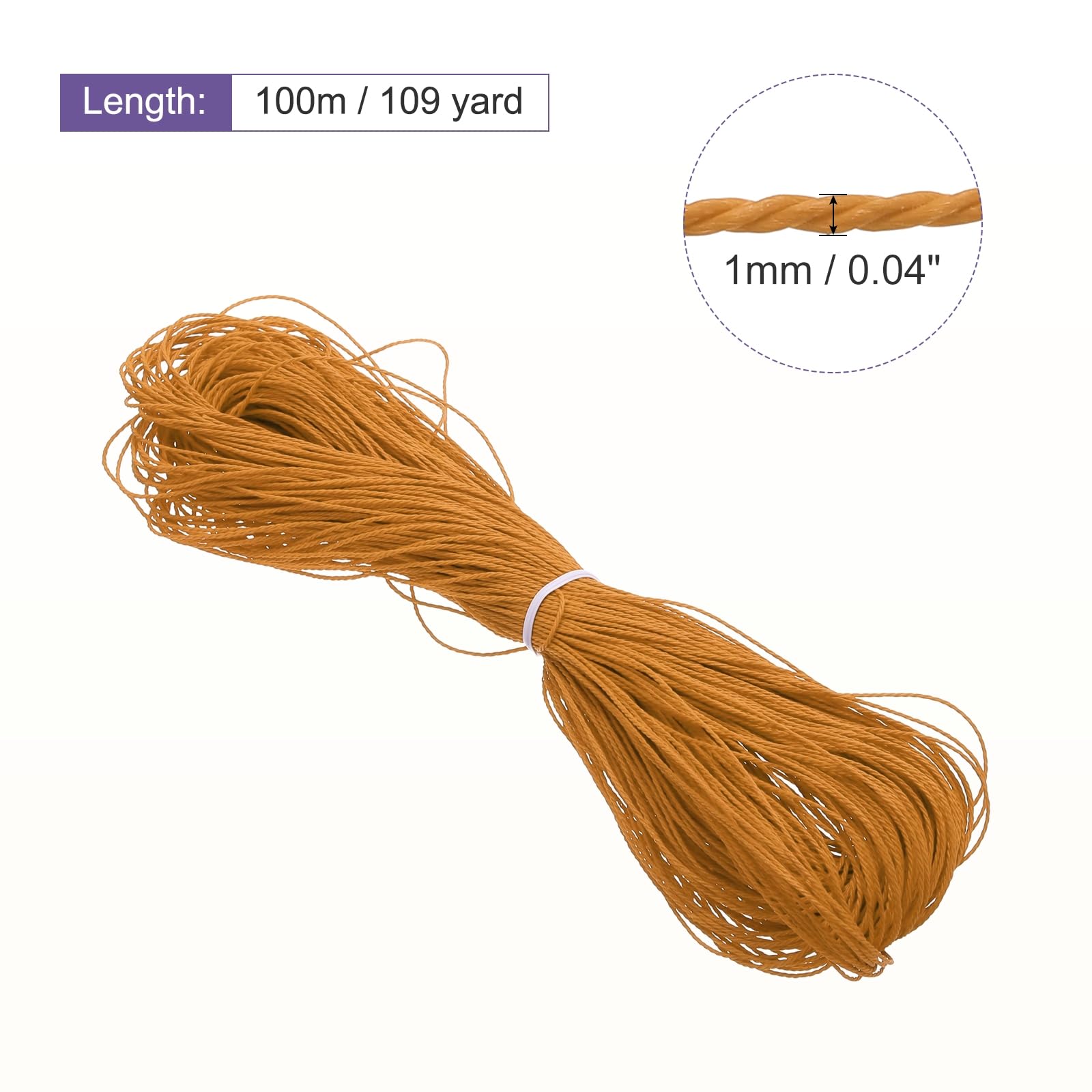 Snapklik.com : 1mm Waxed Cord 109 Yard Waxed Polyester Cord Orange ...