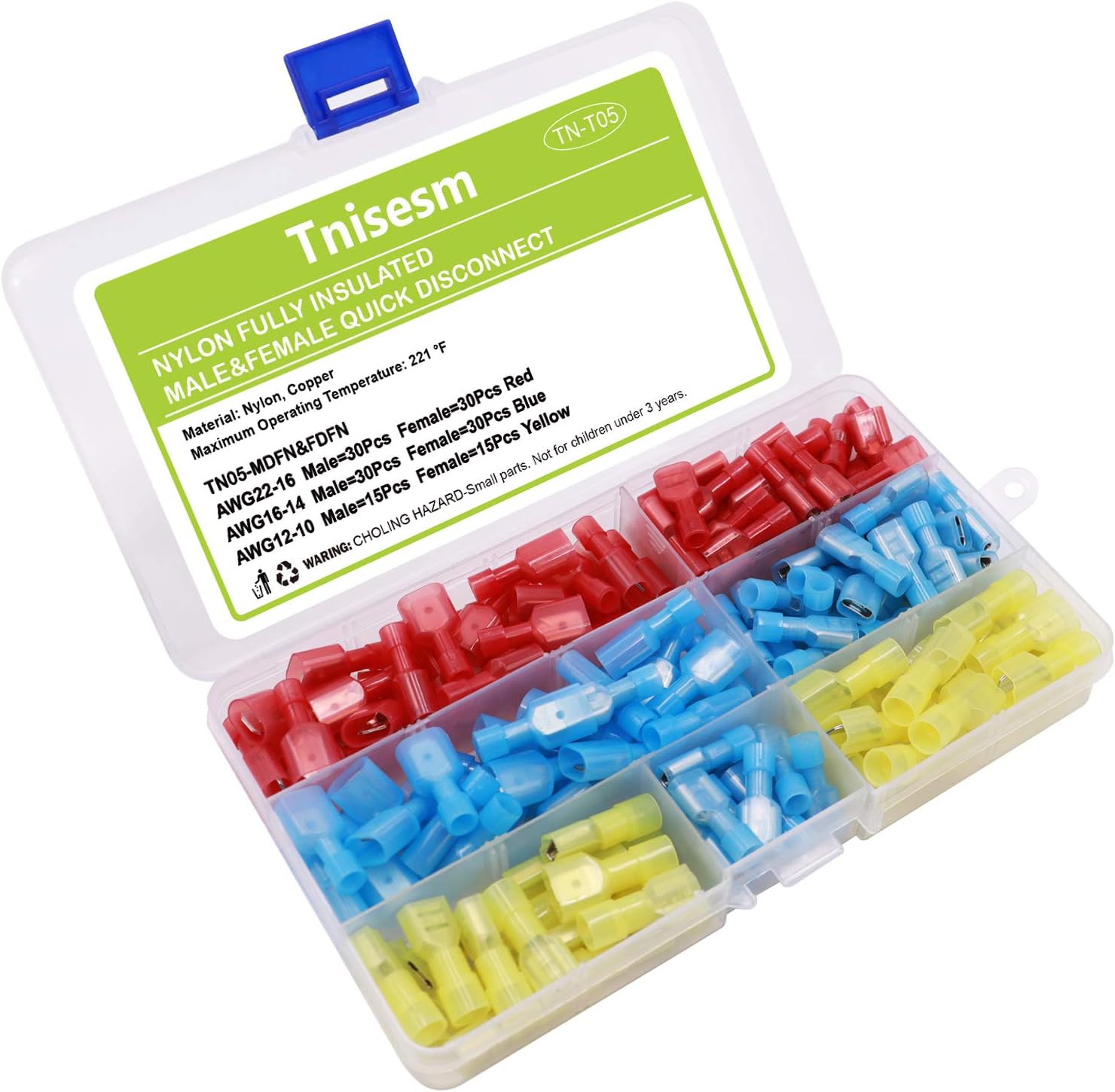 Tnisesm/ 150Pcs Male/Female Quick Disconnects Spade Wire Crimp Terminal ...