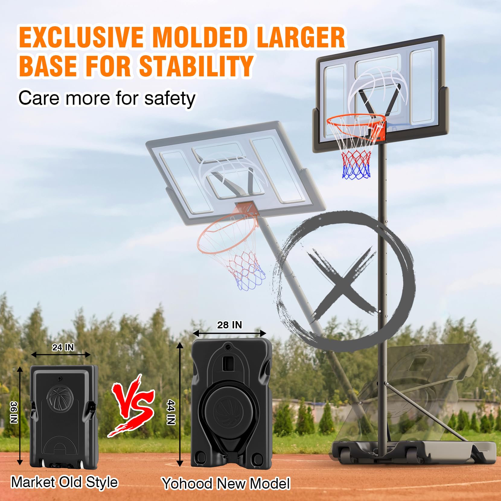 Snapklik.com : Basketball Hoop Outdoor 10ft Adjustable, Portable ...
