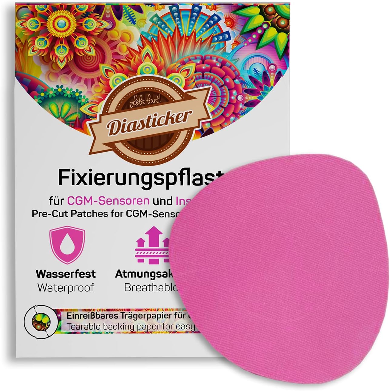 Diasticker® Overpatch XL Fixing Plaster 8.5 cm (Pack of 10, Pink ...