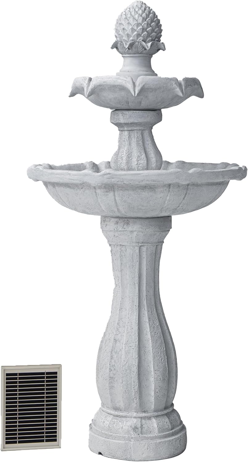 Amazon.com : XBrand 44" H White Fiberglass/Resin 2-Tier Solar Water ...