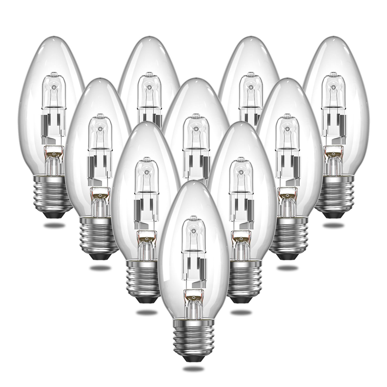 TobeBright E27 Halogen Light Bulb 20W Dimmable, C35 Clear Glass Candle ...