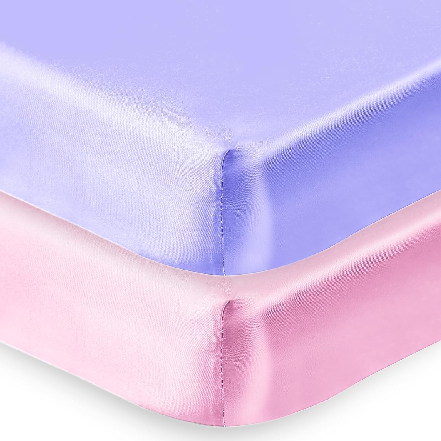 Amazon.com: GUNTAIL 2 Pack Satin Soft Crib Sheet for Baby with ...