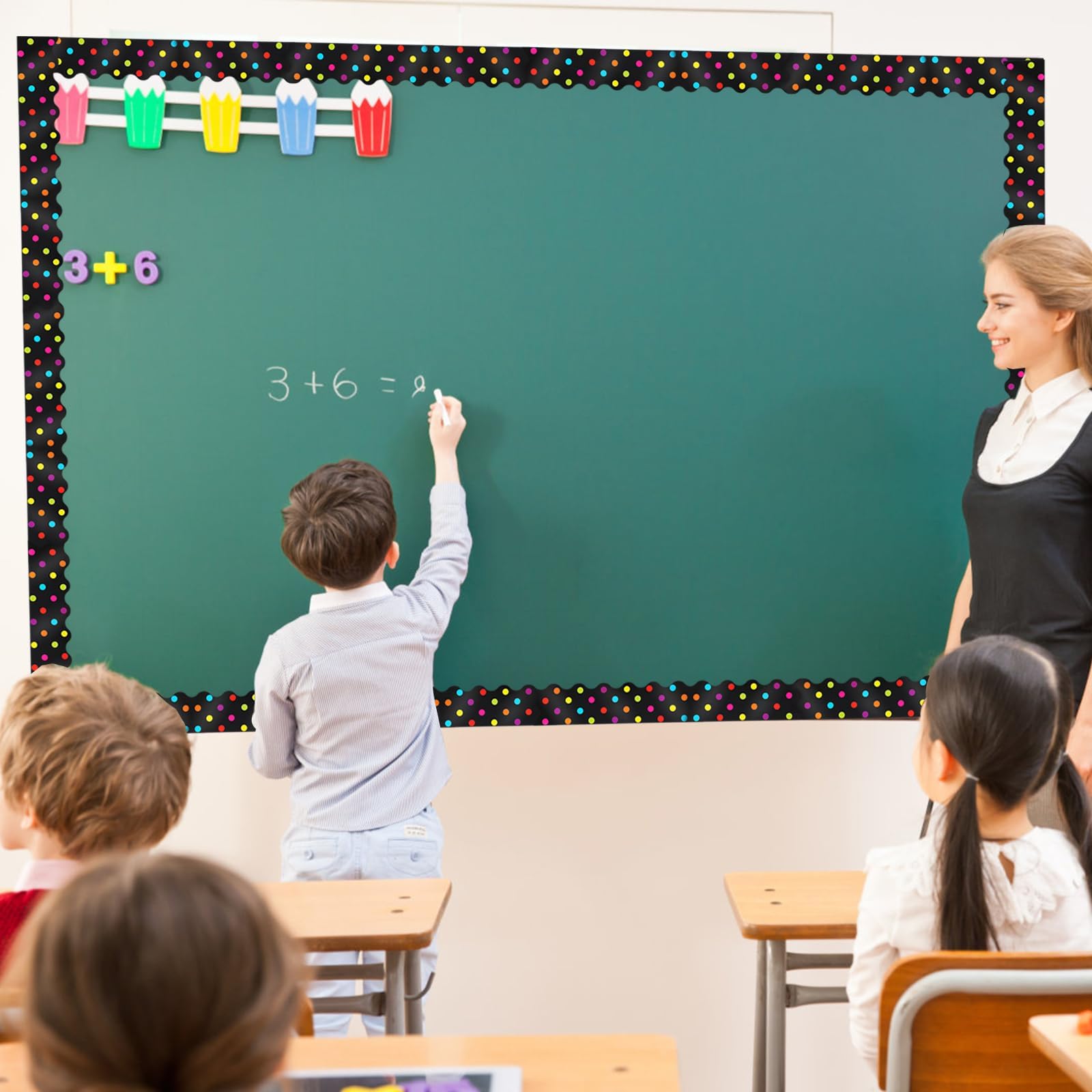 Snapklik.com : 72 Feet Colorful Dots Bulletin Board Borders Multicolor ...