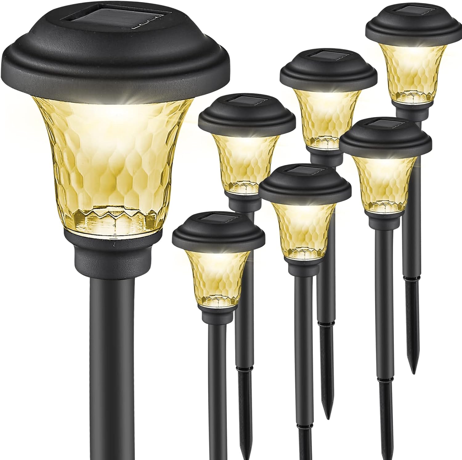 HiSolar Solar Pathway Lights Outdoor, 6 Pack Wireless Walkway Solar ...