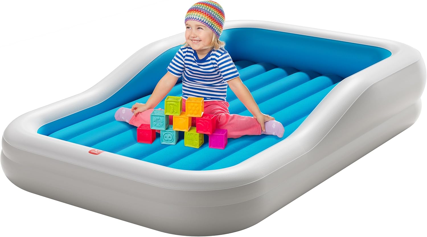 QPAU Inflatable Toddler Travel Bed, Portable Kids Air Mattress with ...