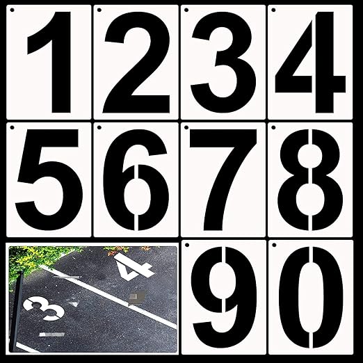 BTORER 6inch 0 to 9 Large Number Stencils Set, 10Pcs Reusable Curb ...