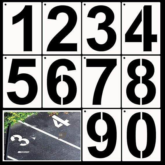 BTORER 6inch 0 to 9 Large Number Stencils Set, 10Pcs Reusable Curb ...
