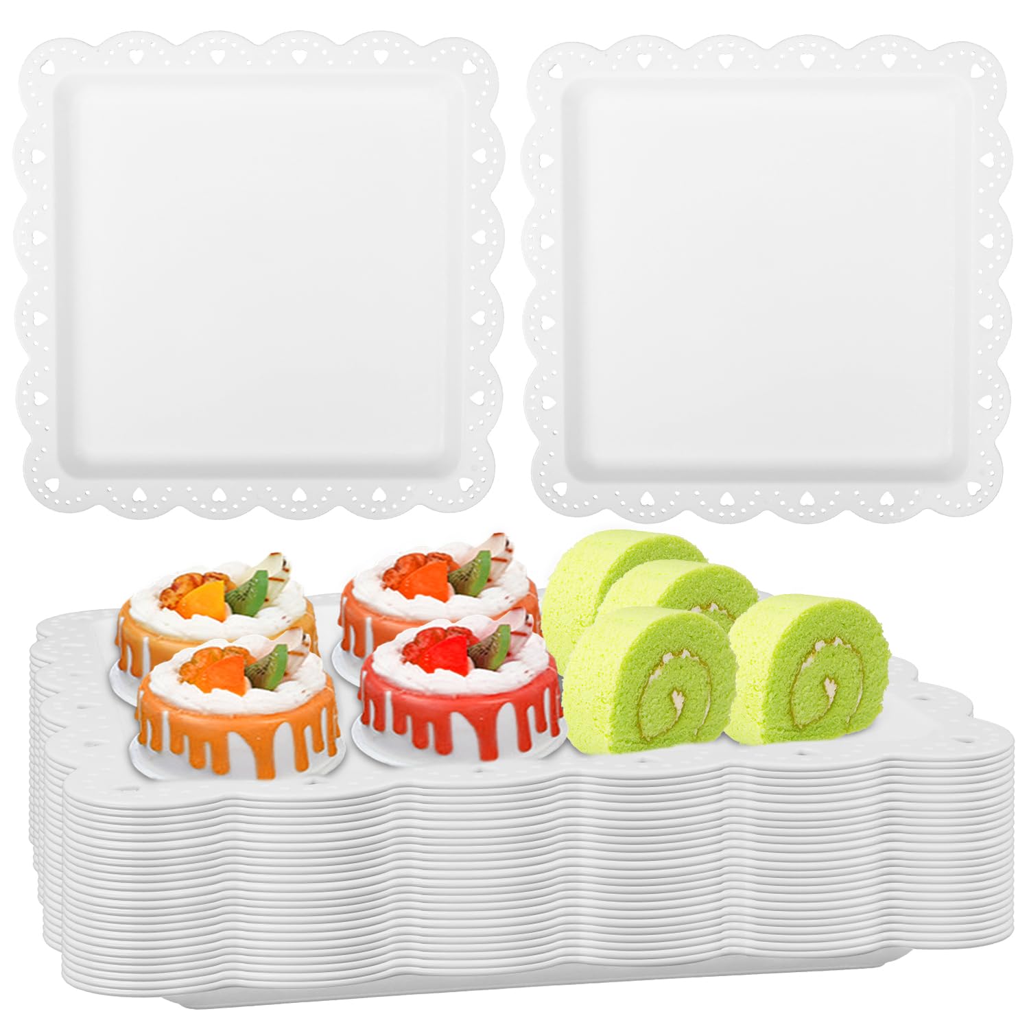 Amazon.com: White Plastic Serving Trays,20 Pack Square Serving Platters ...
