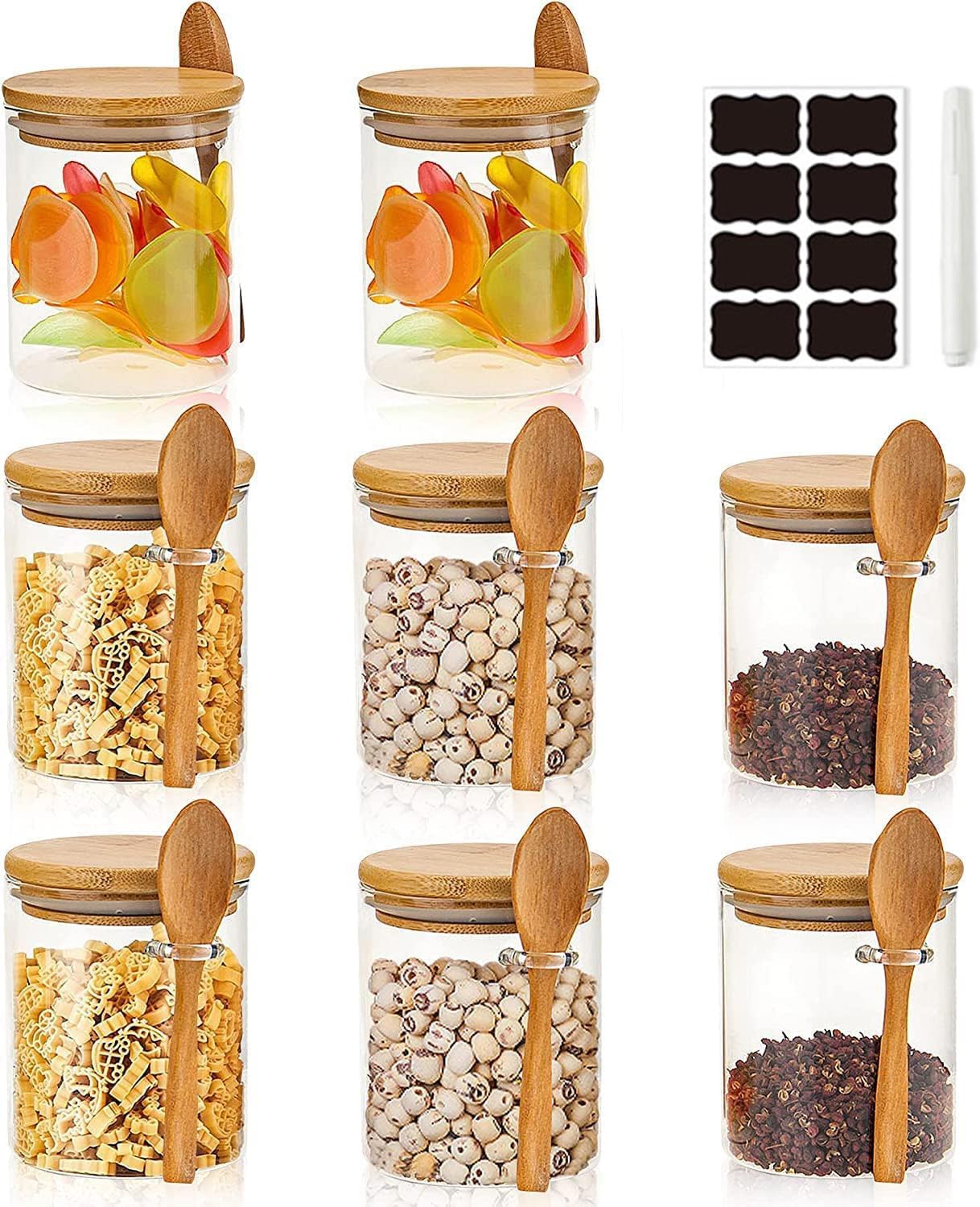 AolKee 3 botes de cristal y cuchara 600ml, Tarros con tapa ...