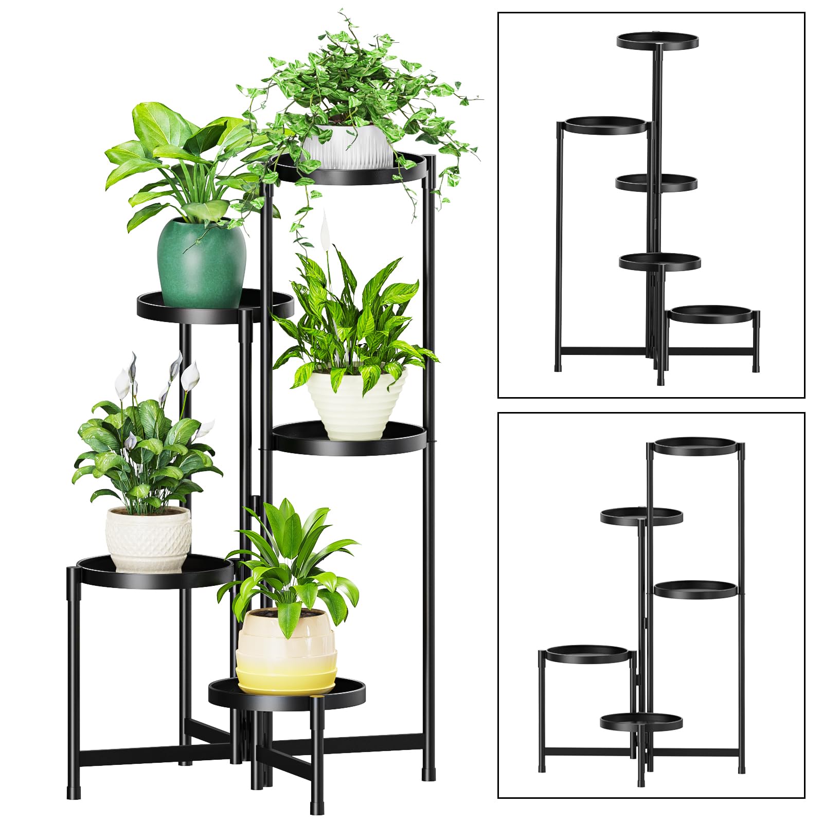 Amazon.com : MOKANI Plant Stand Indoor, 5 Tier Metal Tall Plant Stand ...