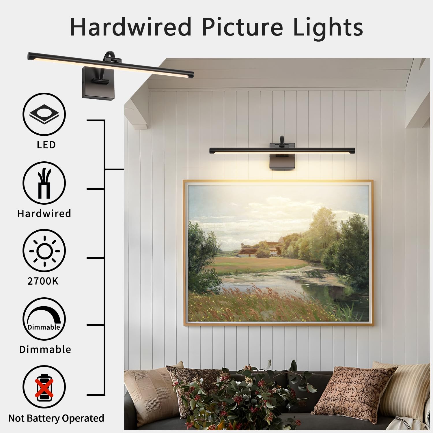 Snapklik.com : Black Picture Lights For Wall Hardwired LED Picture ...
