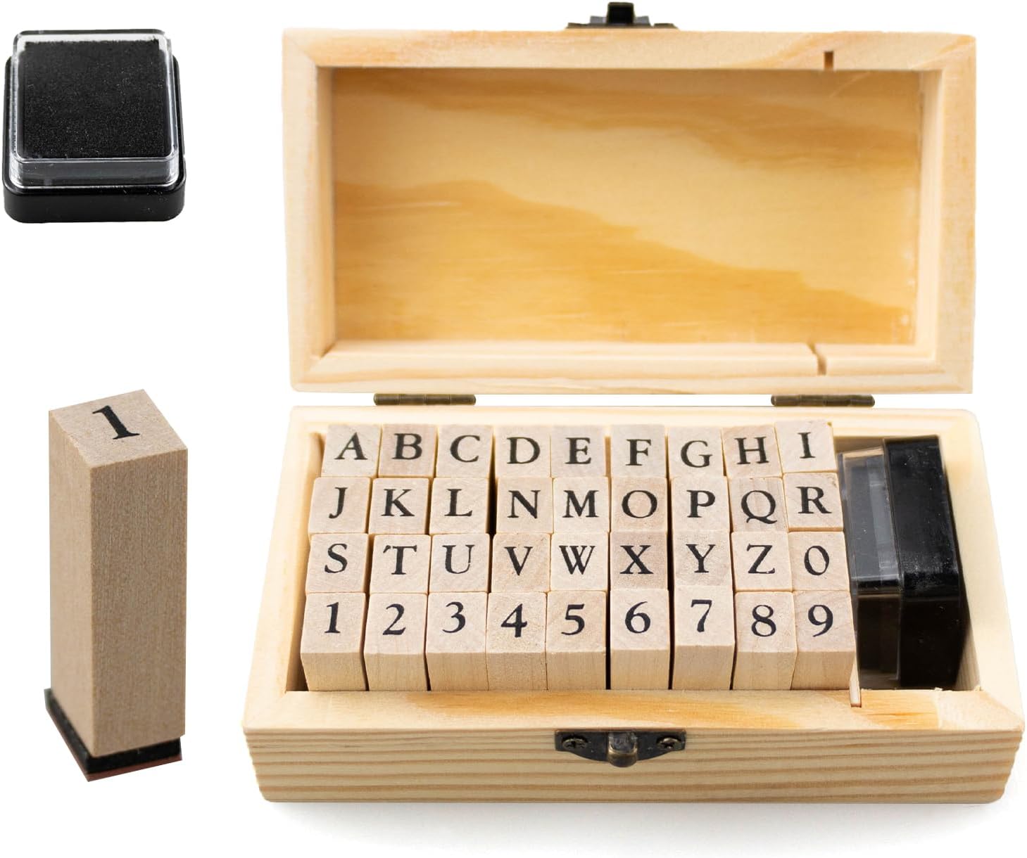 Amazon.com: FAUOSWUK 70PCS Vintage Wooden Alphabet Stamps Set, Brown ...