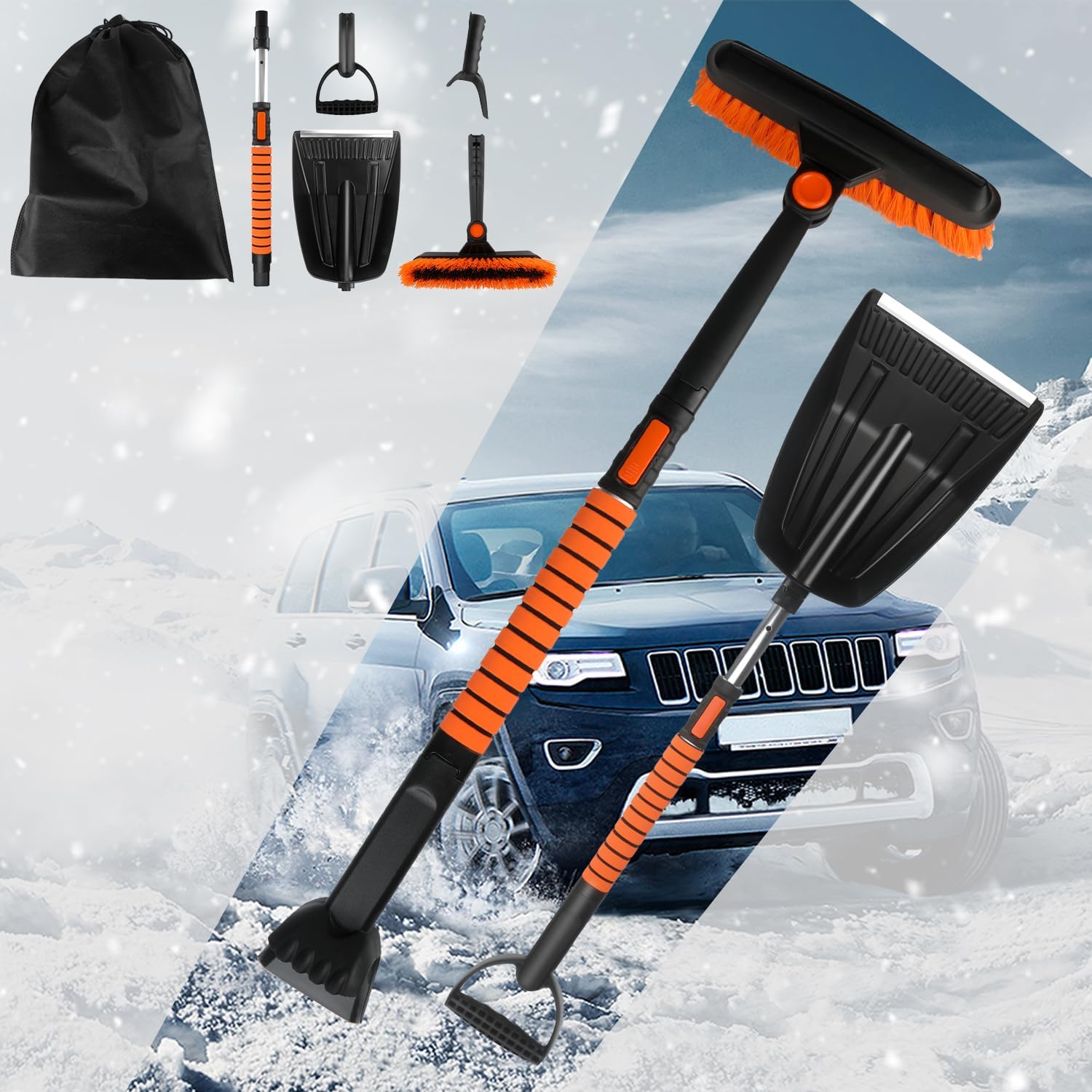 Amazon.com : Snow Shovel, 5 in 1 Car Snow Kit, Portable Emergency Snow ...