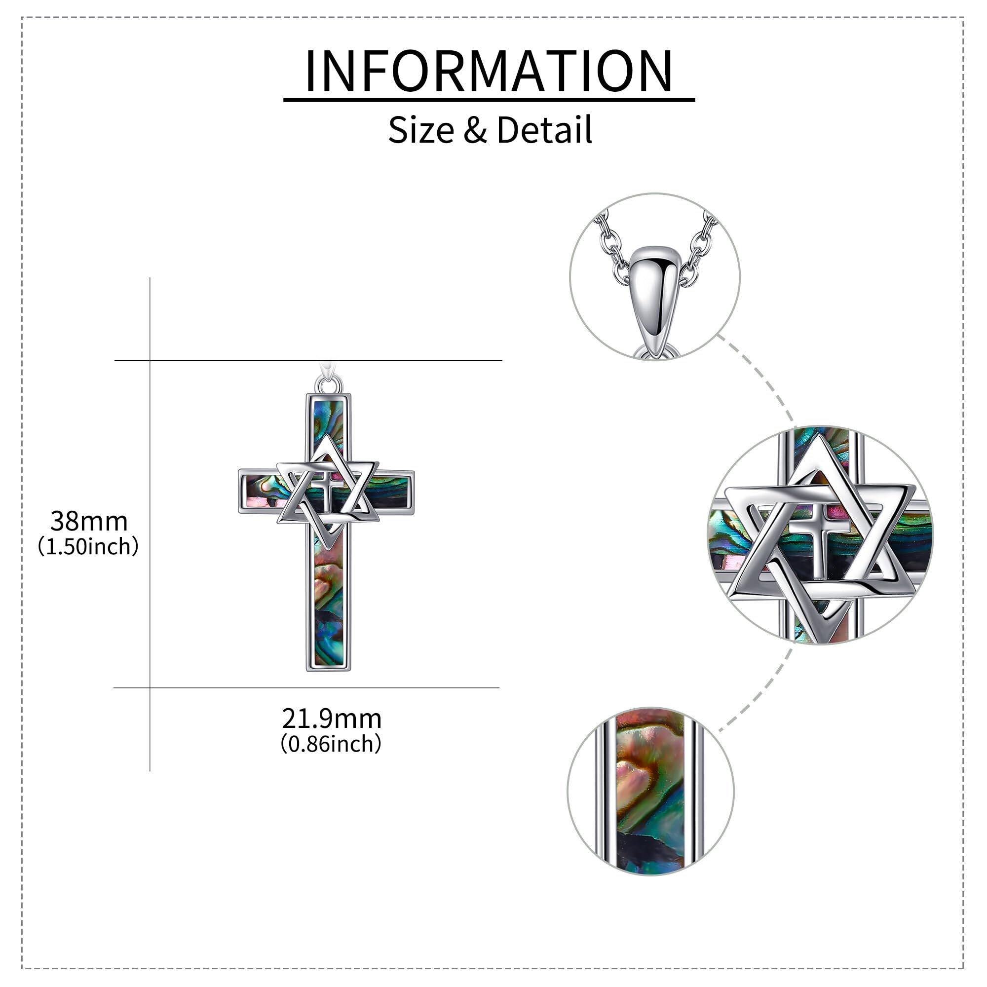Snapklik.com : Cross Star Of David Necklace Sterling Silver Abalone ...