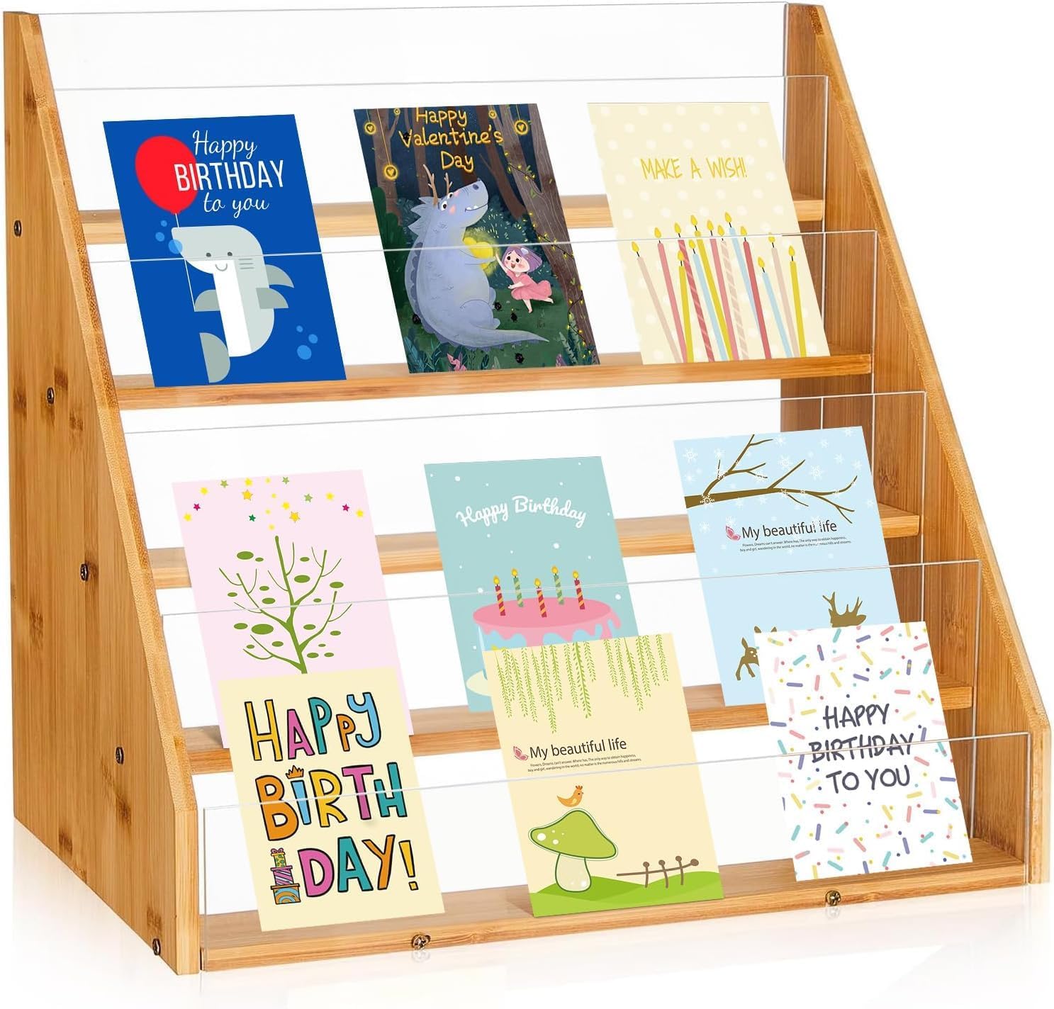 Amazon.com: Listeadio 5 Tier Bamboo Greeting Card Display Stand ...