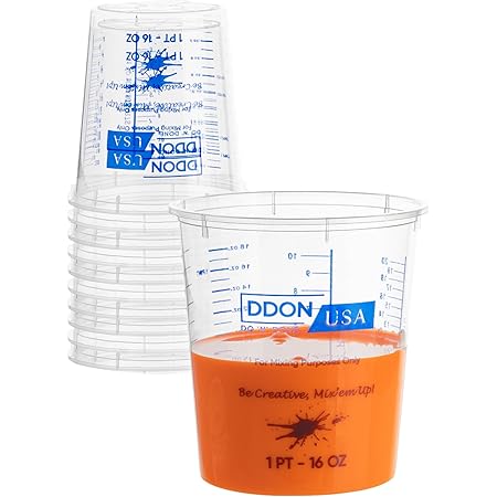 Amazon.com: 16 Oz Paint Mixing Cups - Bulk Pack of 100 Graduated Mix ...