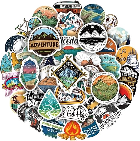 LTSCLO 50 Pcs Wilderness Adventure Outdoor Stickers - Cool Random ...