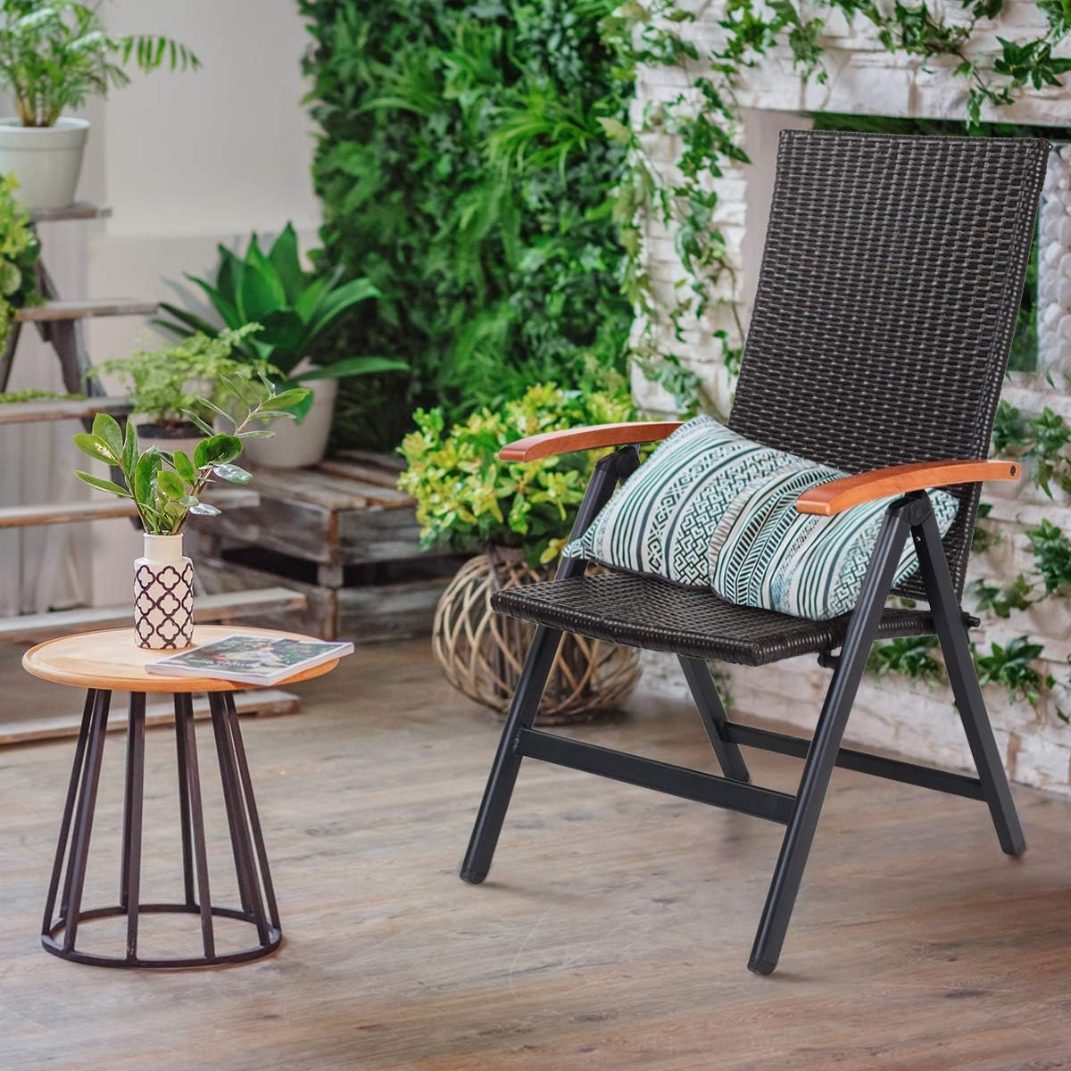 Amazon.com: Tangkula Rattan Folding Chair, Brown : Home & Kitchen