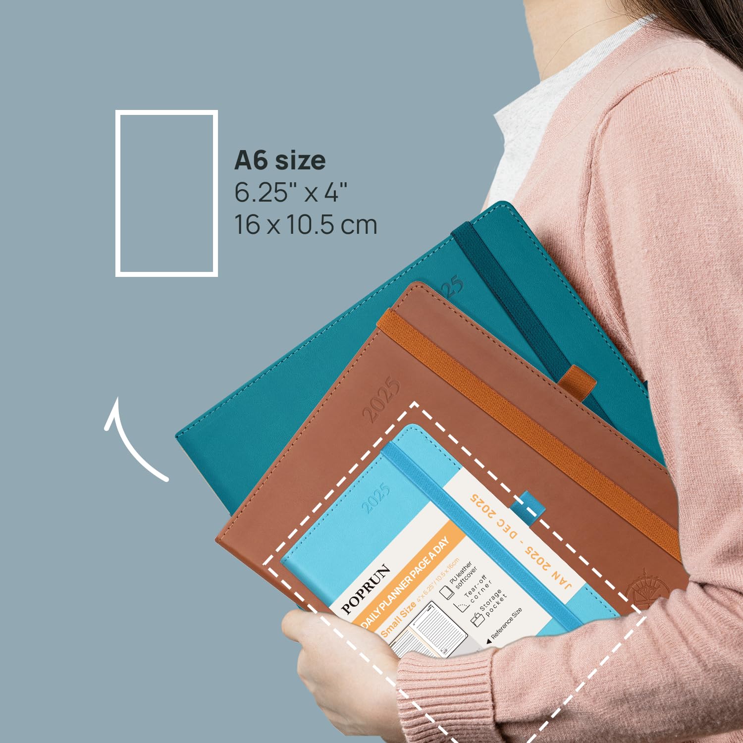 Snapklik.com : POPRUN 2025 Small Daily Planner (Purse Size 4" X 6.25 ...