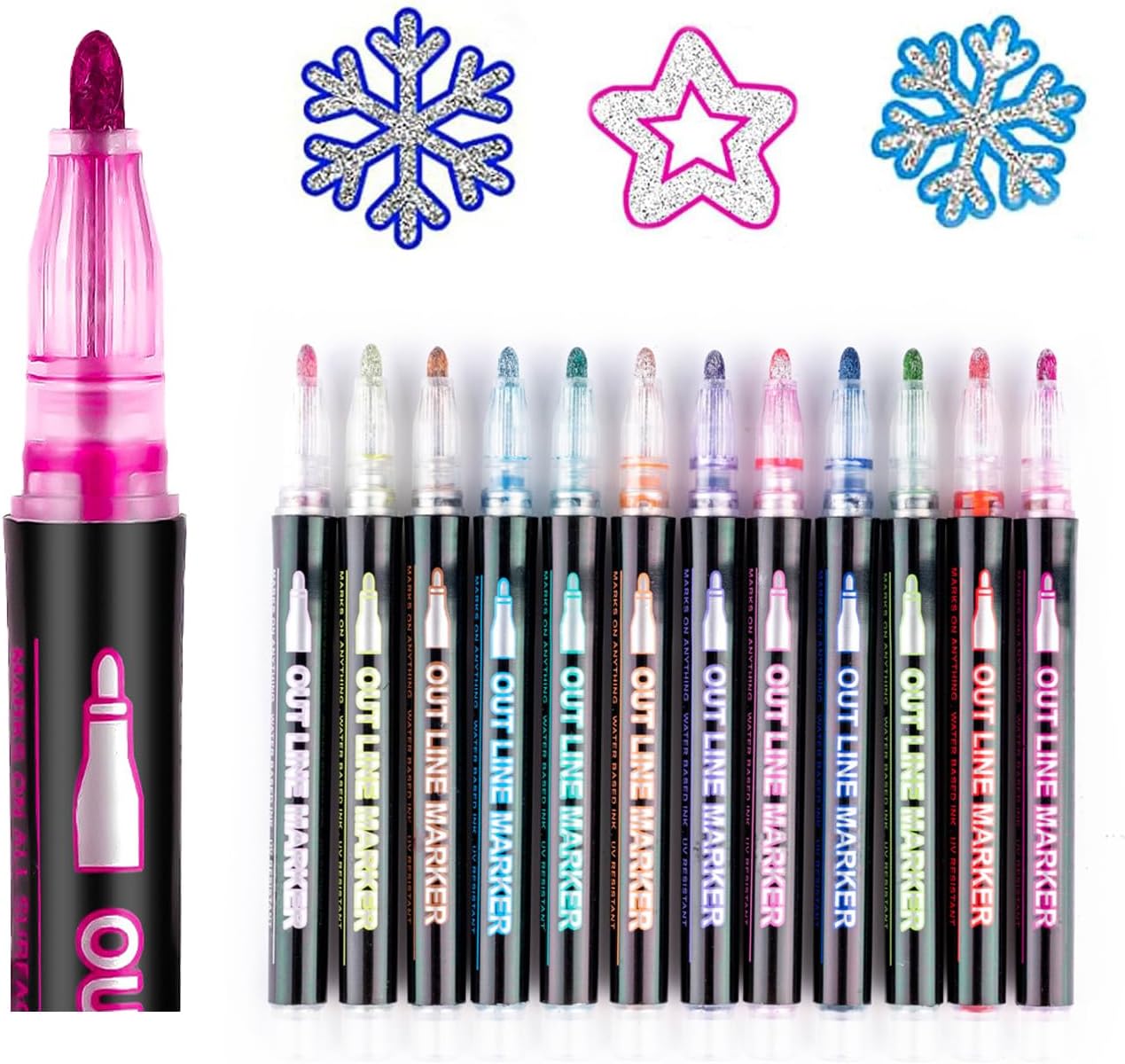 Amazon.com : Double Line Outline Markers 48 Colors Super Squiggles ...