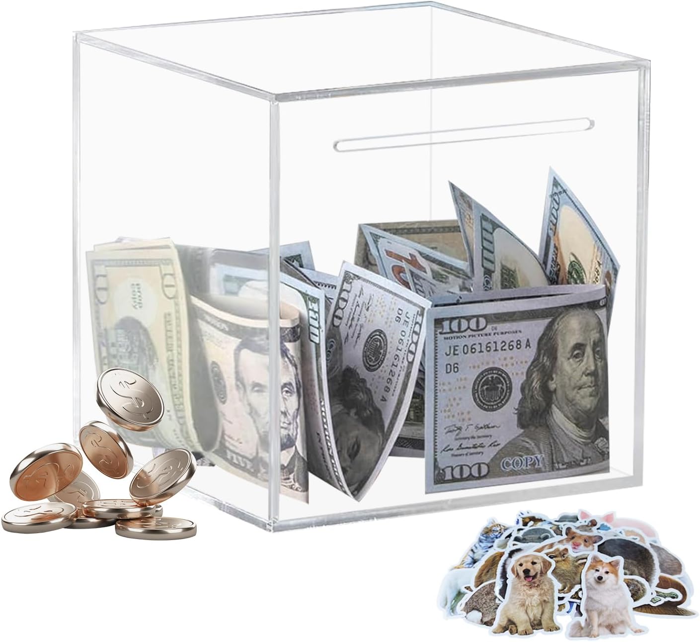 Amazon.com: Totola Clear and Unopenable Piggy Bank, Transparent Money ...