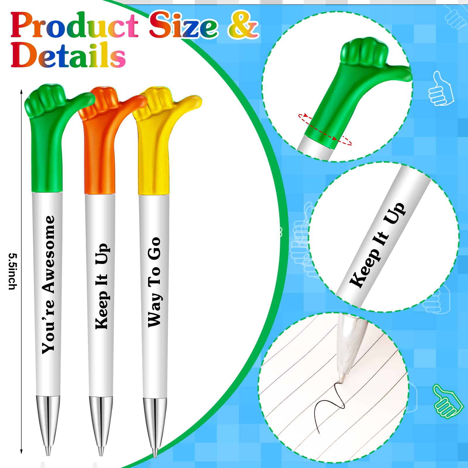 Snapklik.com : 120 Pieces Inspirational Quotes Thumbs Up Pens Thank You ...