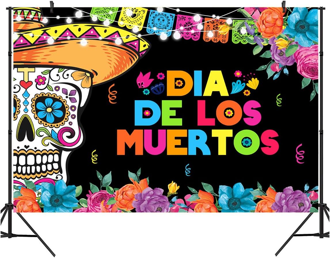 Amazon.com : Ticuenicoa 9×6ft Day of The Dead Backdrop Mexican Sugar ...