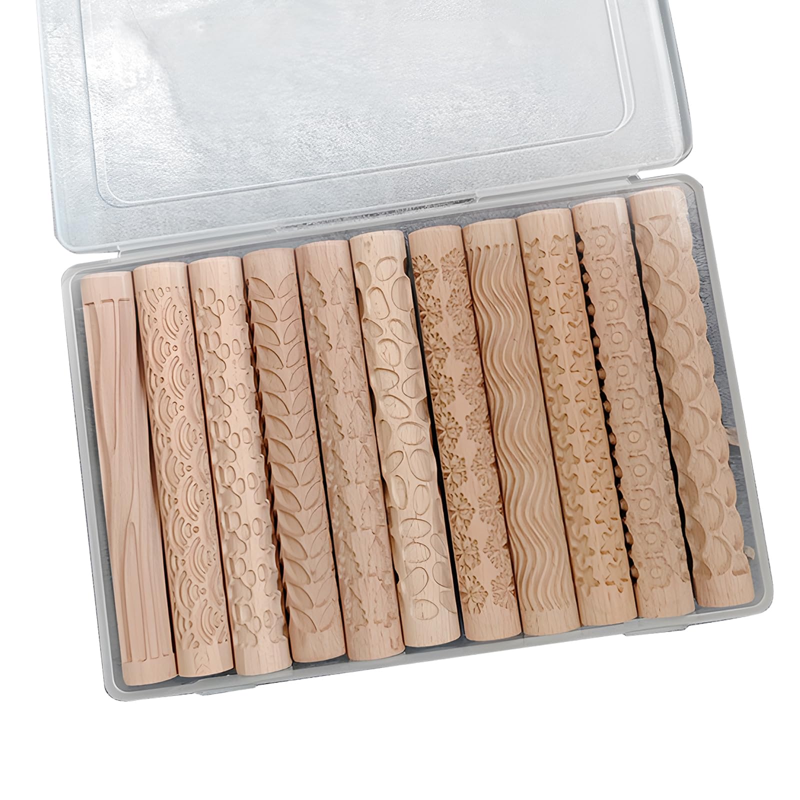 Amazon.com: Clay Rollers Textured, Wooden Hand Rollers Clay Modeling ...