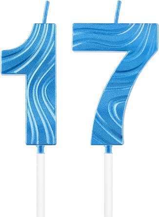 Amazon.com: iNINGER Blue Number Candles,Number 17 Birthday Candle ...