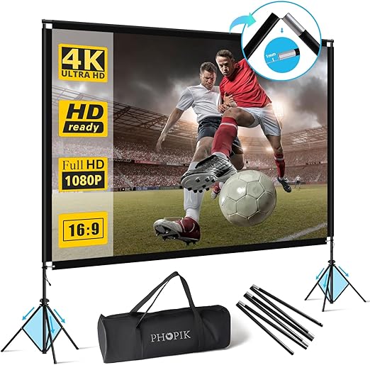 Amazon.com: Upgraded Projector Screen with Stand - PHOPIK 120inch ...
