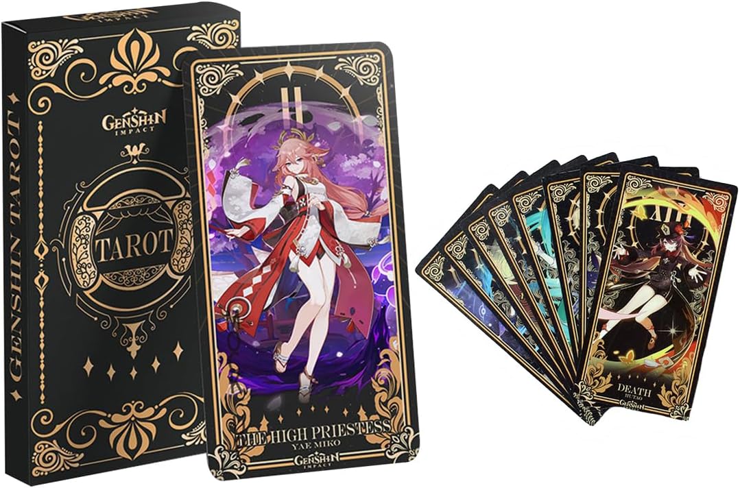 Amazon.com: Genshin Impact Tarot Cards 78Pcs Raiden Xiao HuTao Gaming ...