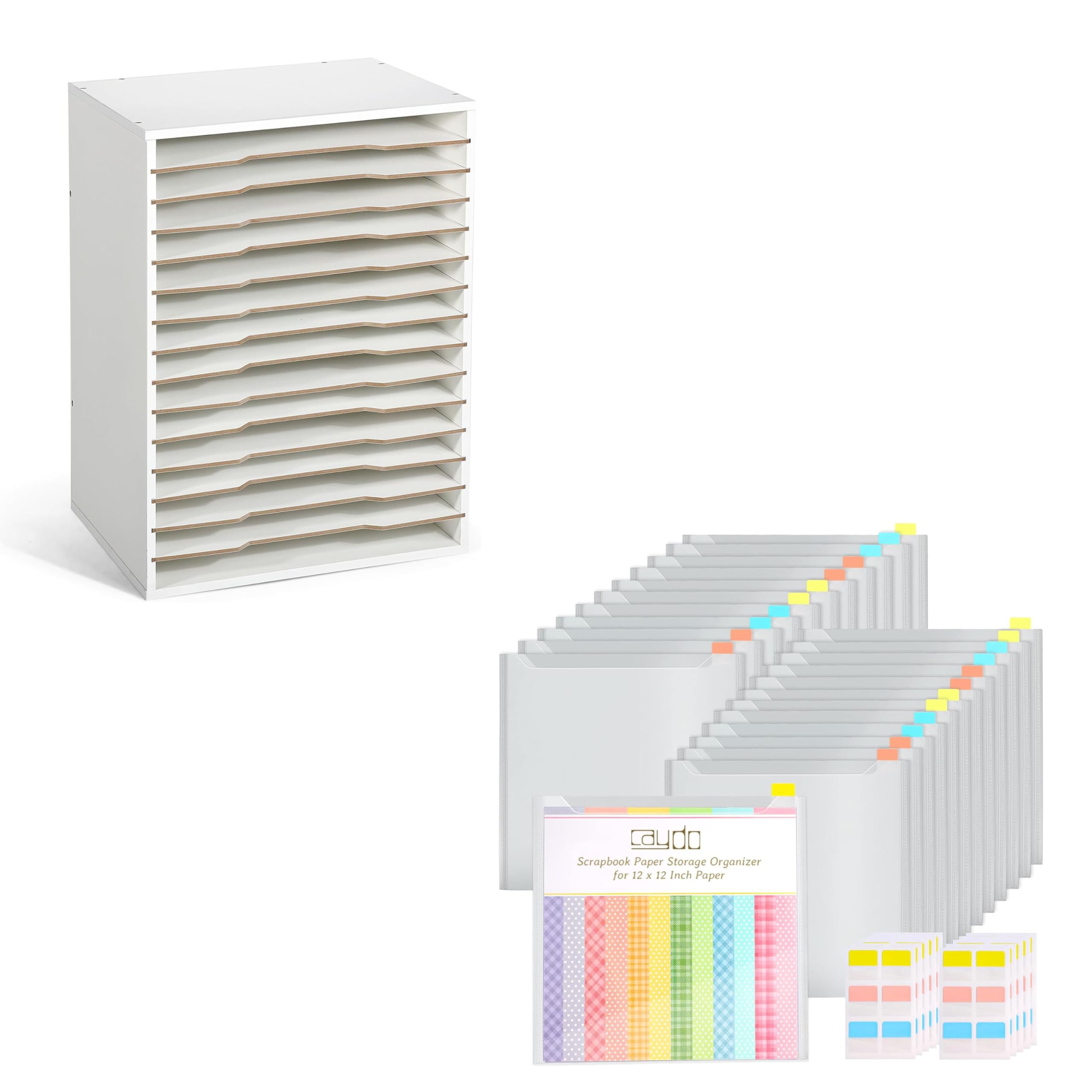 Amazon.com: Caydo 15 Slot Paper Organizer Storage, Wood Adjustable ...