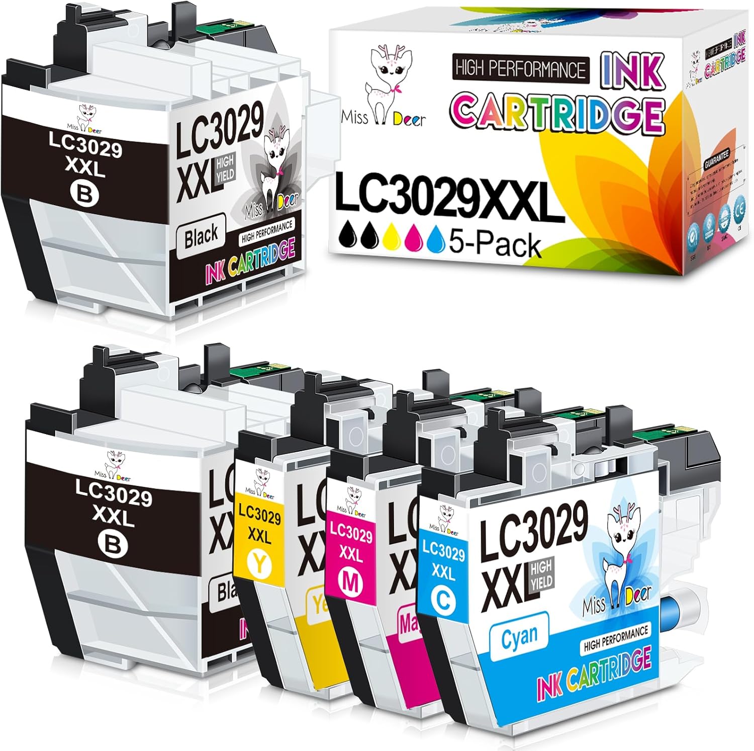 Amazon.com: Miss Deer LC3029 Ink Cartridges 5-Pack Compatible ...