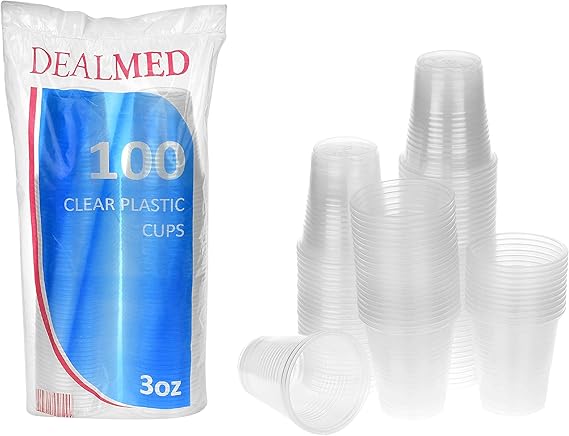 Amazon.com: Dealmed Disposable Plastic Cups – 100 Clear Cups, 3 oz ...