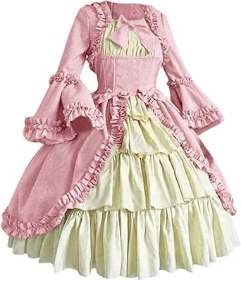 Beokeuioe Robe rococo baroque trompette noeud longueur genou costume ...