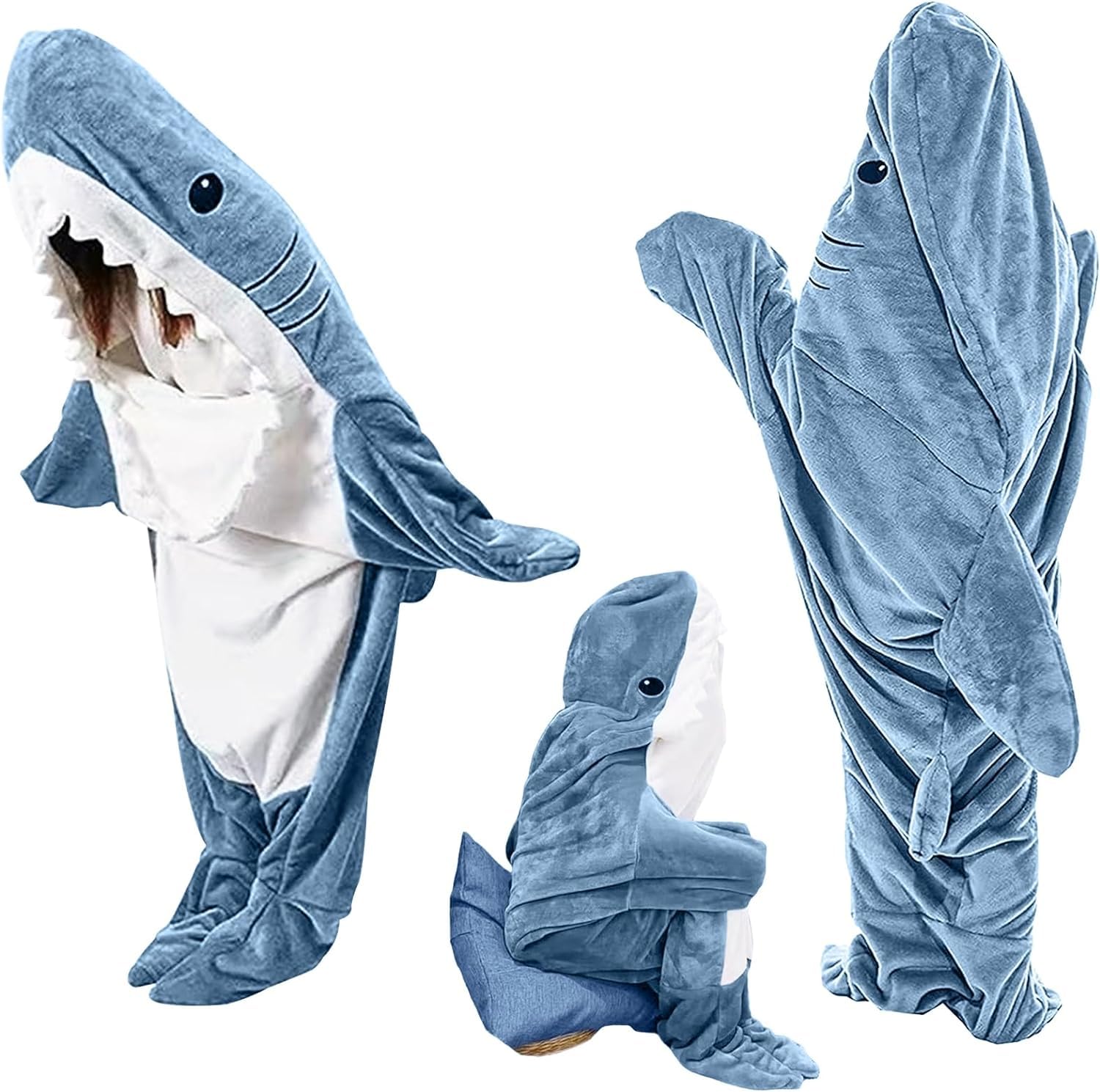 TBGENIUS Shark Blanket Onesie Shark Hoodie for Adults and Kids, Cozy ...