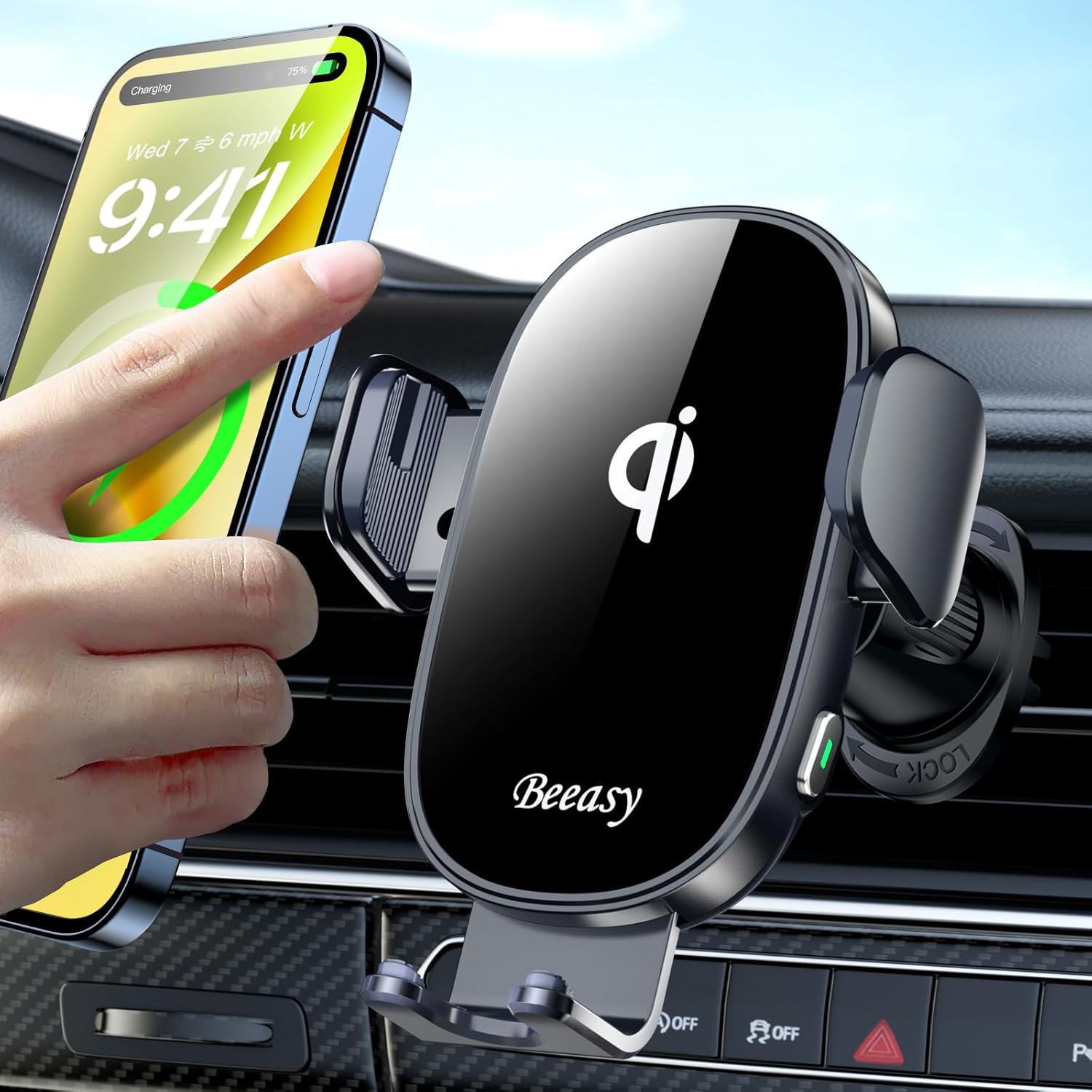 Amazon.com: Beeasy Wireless Car Charger, 15W Fast Charging Auto ...