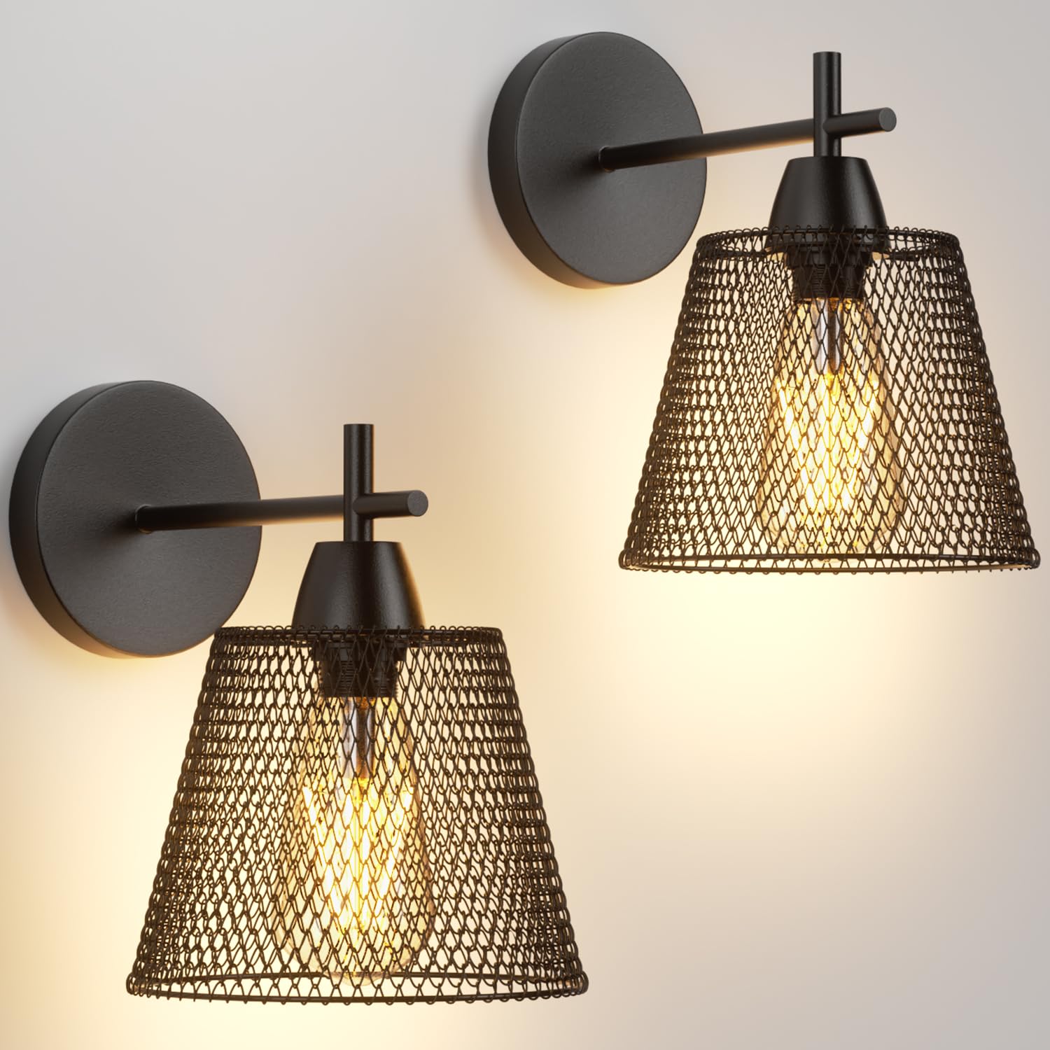 Wall Sconces Set of Two, Wall Light Fixtures, Matte Black Wall Lamp ...