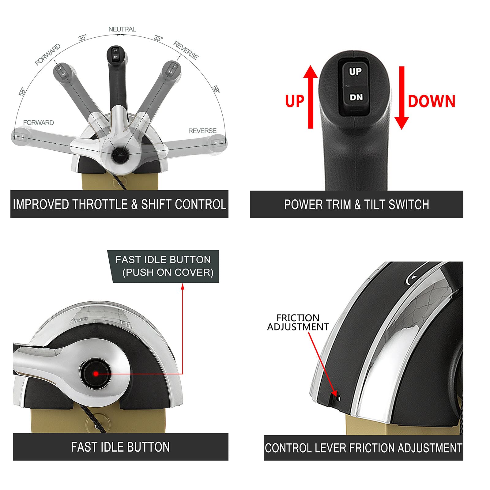 VEVOR Outboard Remote Control Single Engine Outboard Motor Controls Fit ...