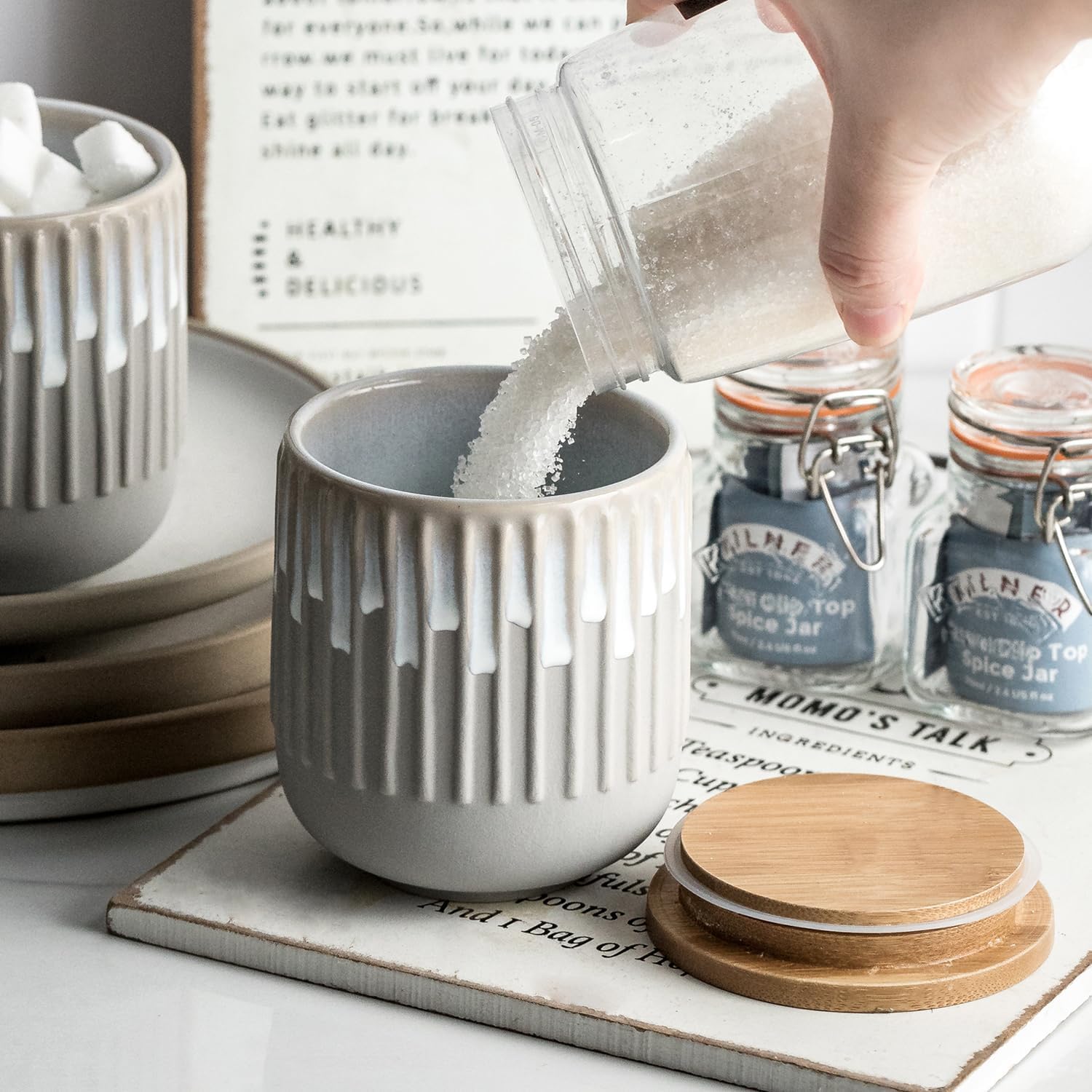 Amazon.com: Kitchen Decorative Canisters Ceramic Food Storage Jars ...