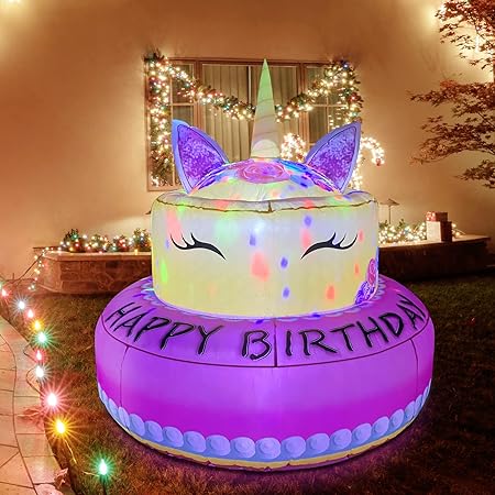 Amazon.com: COMIN 5.0ft Birthday Inflatable Cake Outdoor Decorations ...