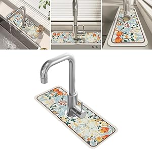Zeuku Sink Faucet Absorbent Mat - Faucet Absorbent Mat for Kitchen Sink ...