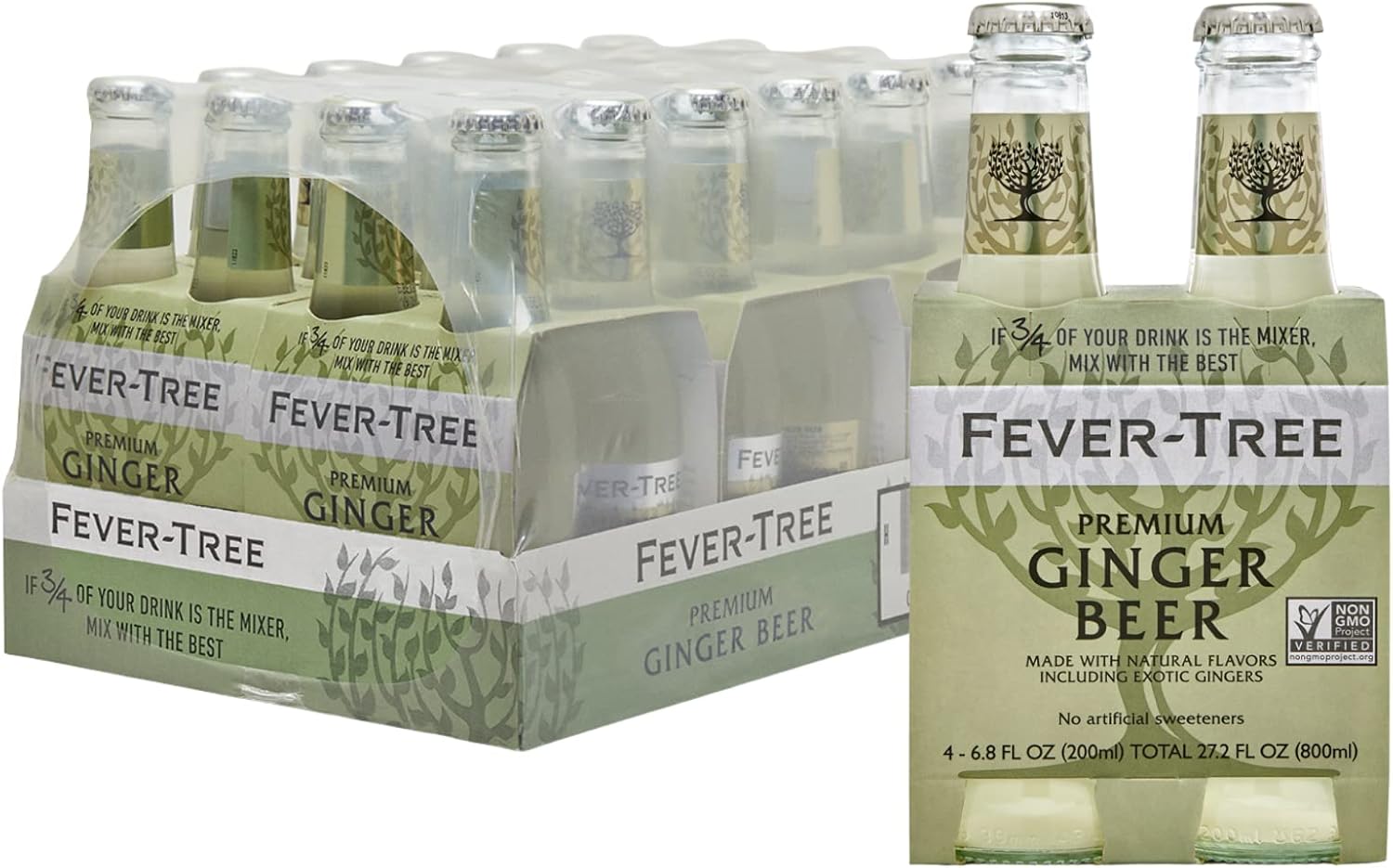 Fever-Tree Premium Ginger Beer, 6.8 Ounce Glass Bottles (Pack of 24 ...