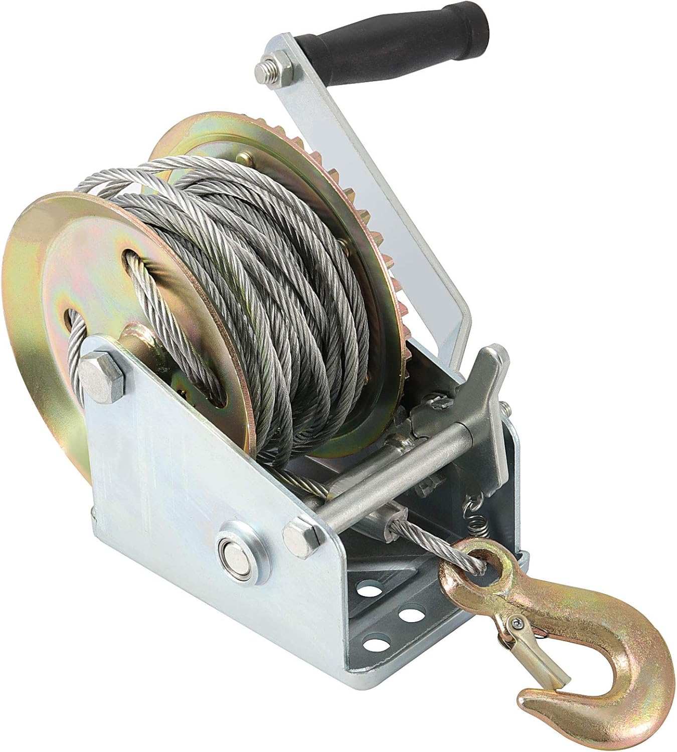 ZOENHOU 1600lbs Capacity Heavy Duty Hand Winch with 49FT / 15m Steel ...